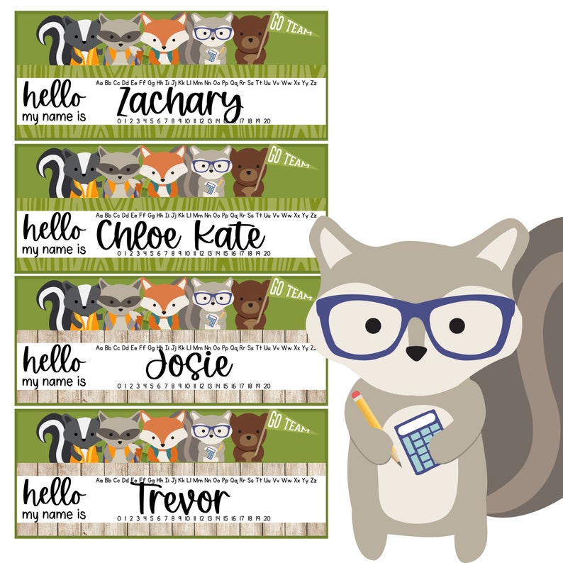 Woodland School Name Labels/ Desk Plates EDITABLE - Etsy