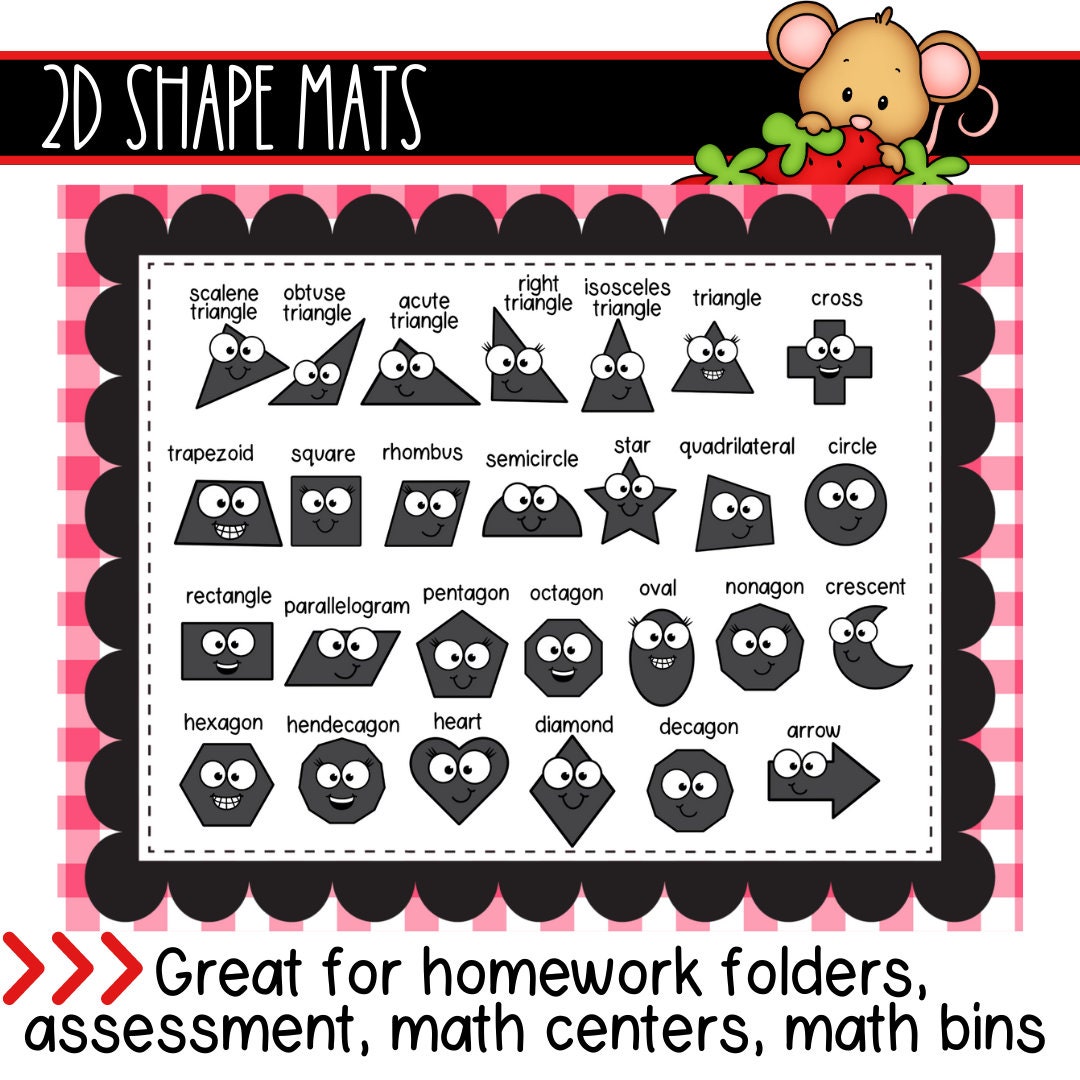 2D and 3D Shape Posters and Shape Mats | EDITABLE Berry Sweet Theme - Etsy