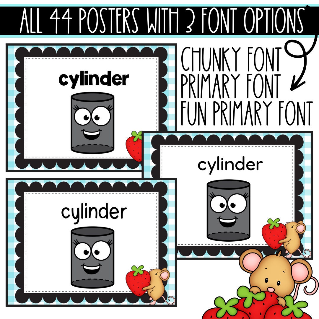 2D and 3D Shape Posters and Shape Mats | EDITABLE Berry Sweet Theme - Etsy