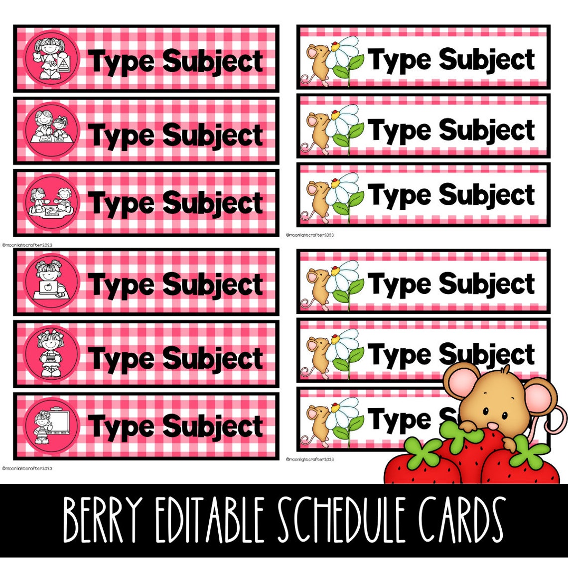 Editable Classroom Schedule Cards Berry Sweet Theme - Etsy