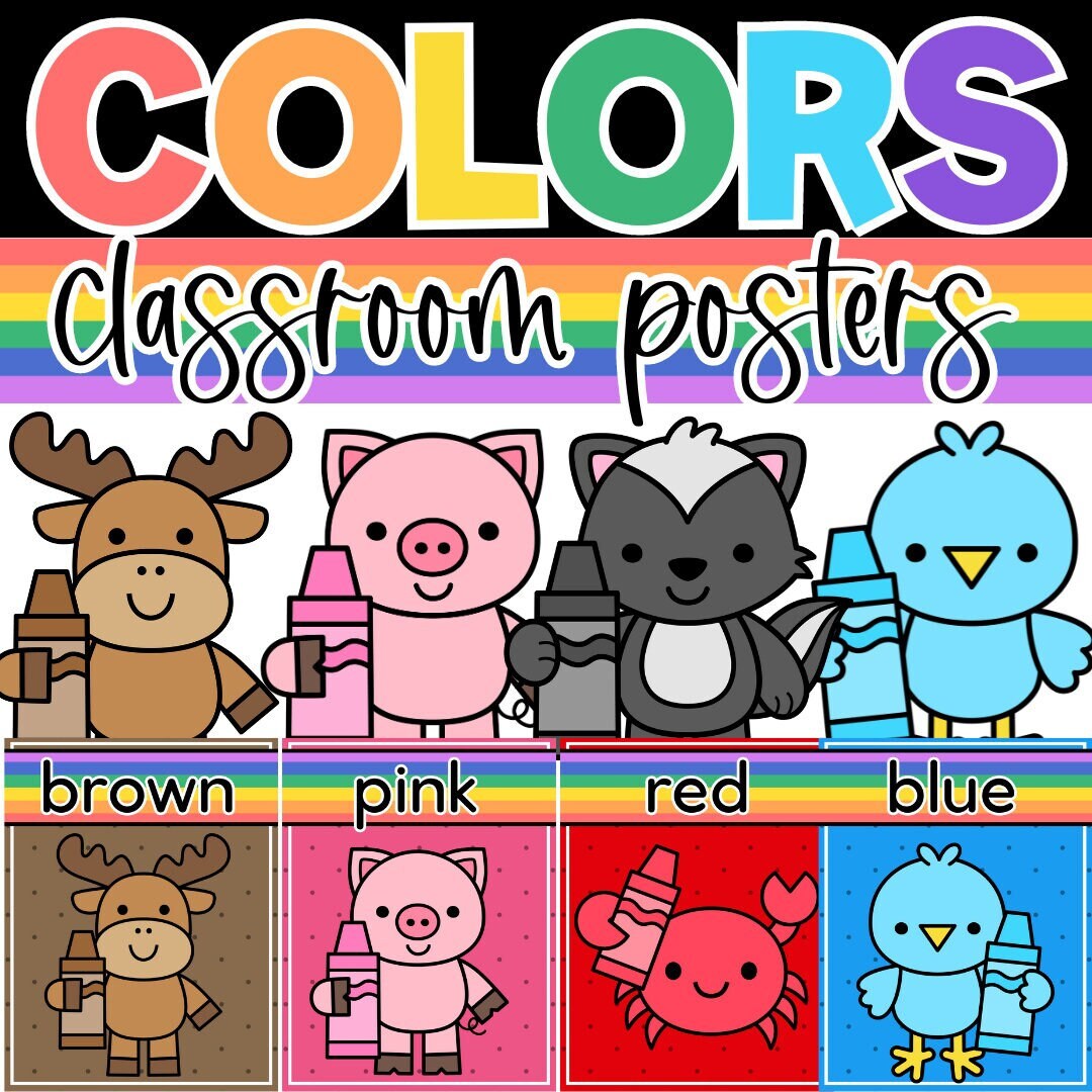 Cute Classroom Color Posters Color Flashcards and Color Mats for ...