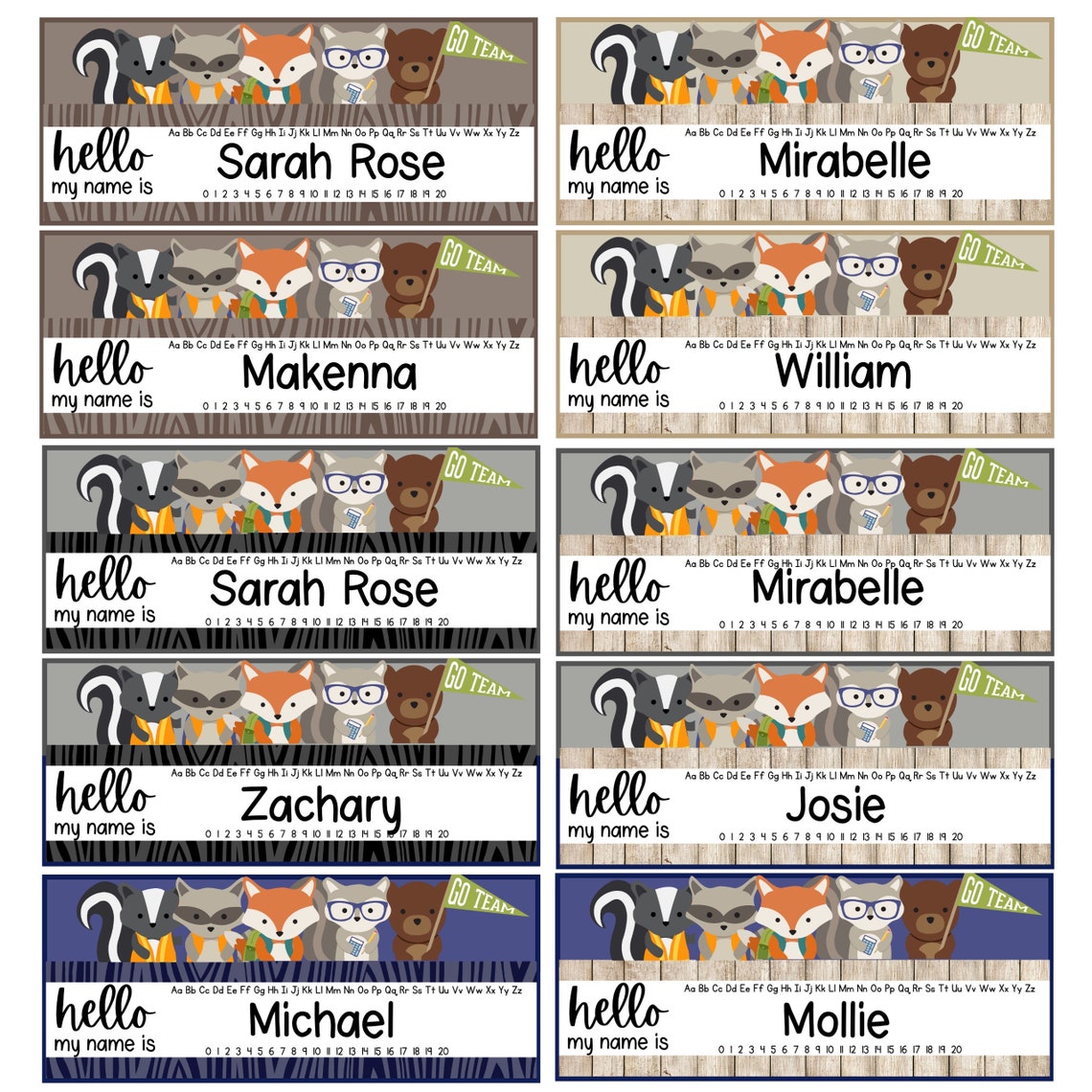 Woodland School Name Labels/ Desk Plates EDITABLE - Etsy