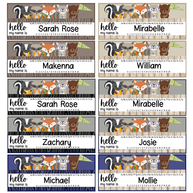 Woodland School Name Labels/ Desk Plates EDITABLE - Etsy
