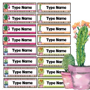 Watercolor Succulents EDITABLE Name Labels/desk Plates - Etsy