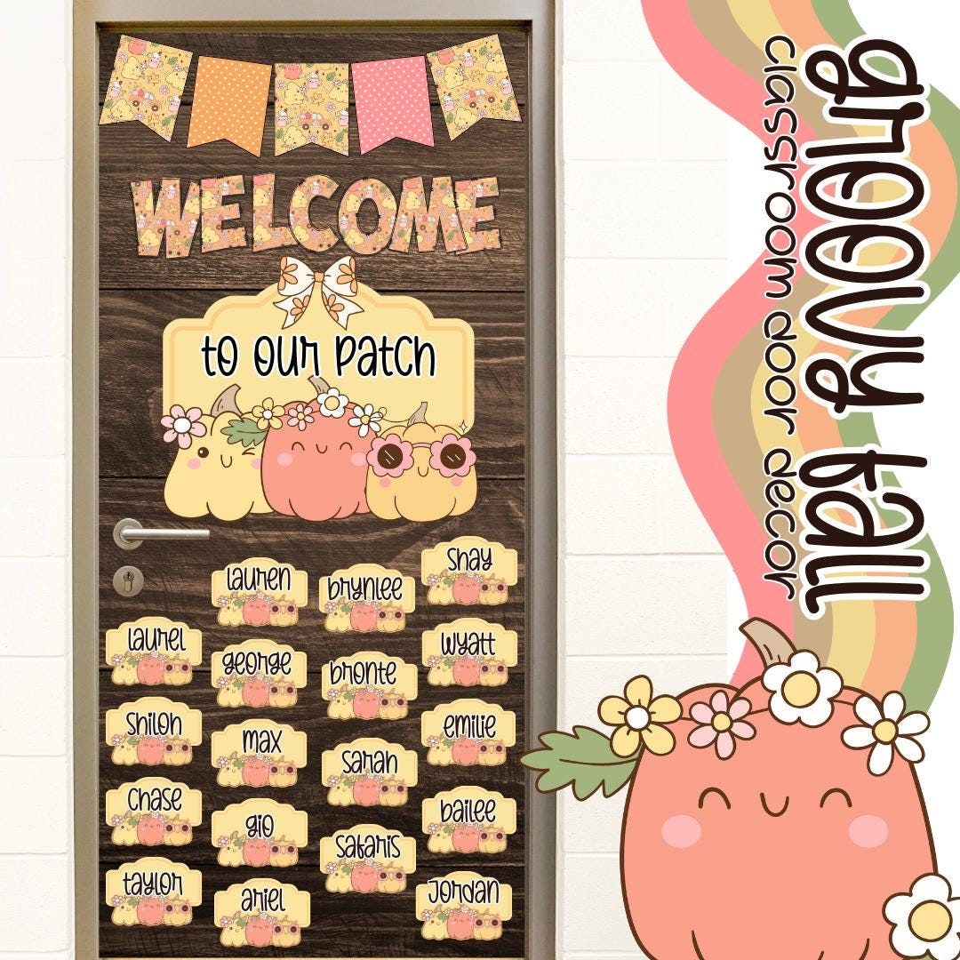 Fall Door Decor | Fall Bulletin Board Set EDITABLE in CANVA - Etsy