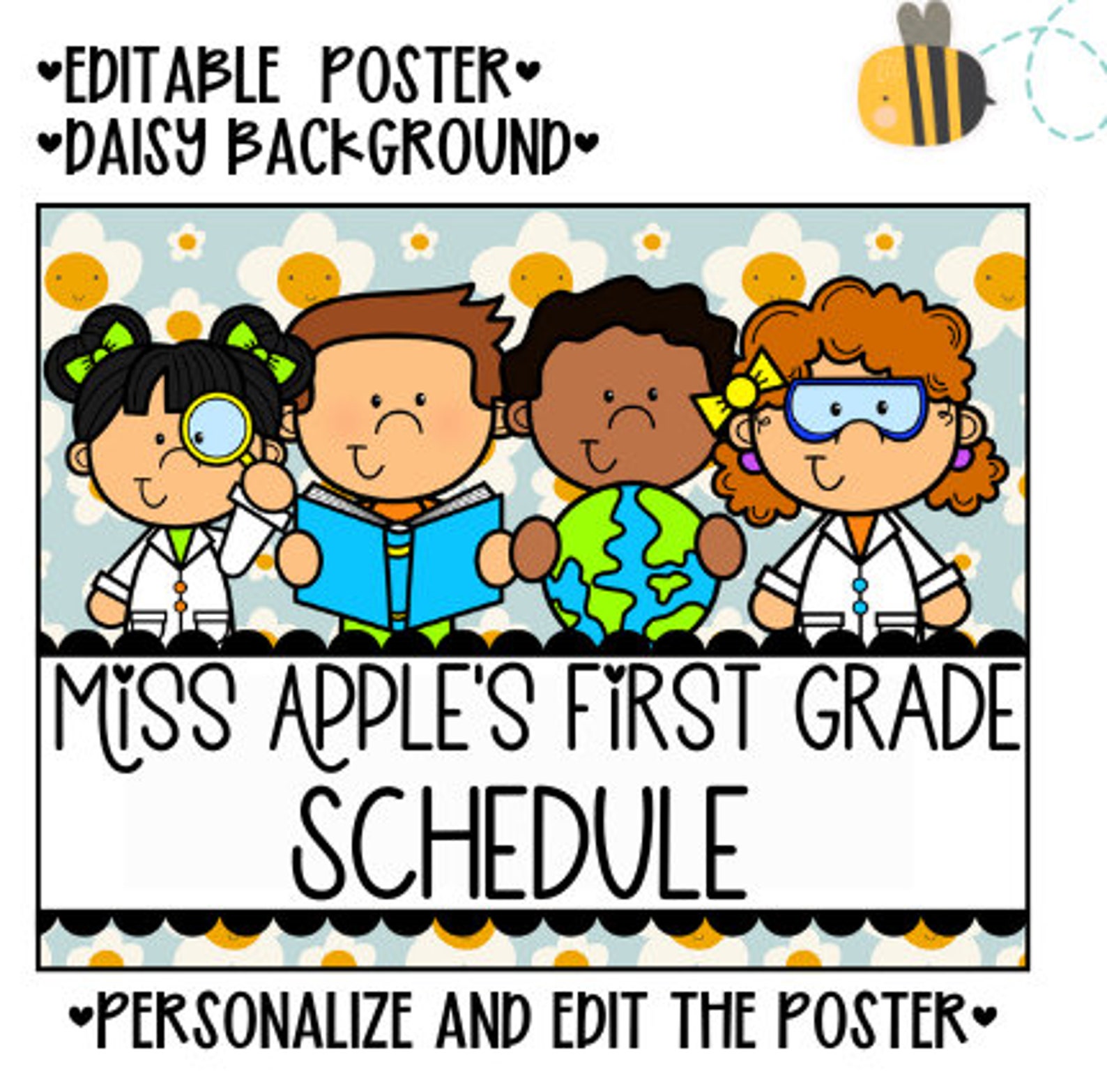 Boho Honey Bees EDITABLE Picture Schedule With Time Cards - Etsy