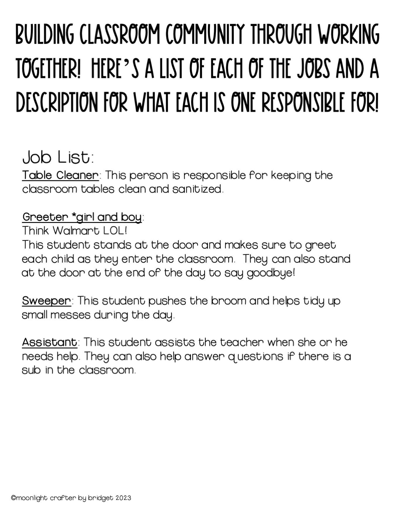 Monster Cuties Classroom Helpers/job Chart With EDITABLE Name Cards ...