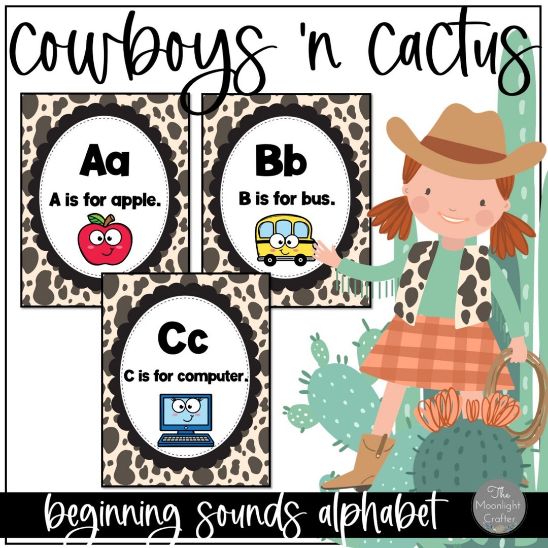 Cowboys and Cactus Beginning Sounds Alphabet Posters - Etsy