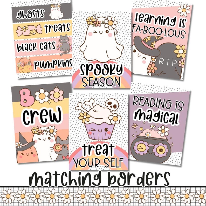 Reading Halloween Posters October Fall Bulletin Board Kit Autumn Groovy ...