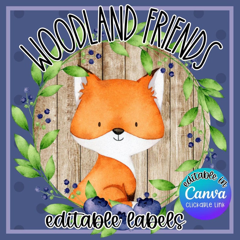 Woodland Animal Labels | EDITABLE in CANVA - Etsy