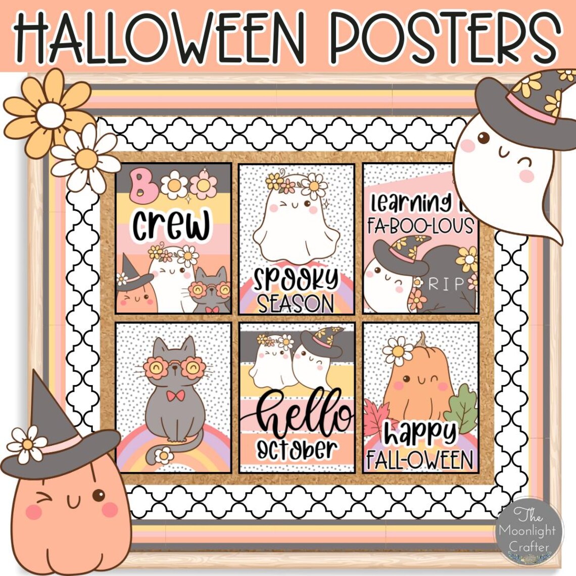 Reading Halloween Posters October Fall Bulletin Board Kit Autumn Groovy ...