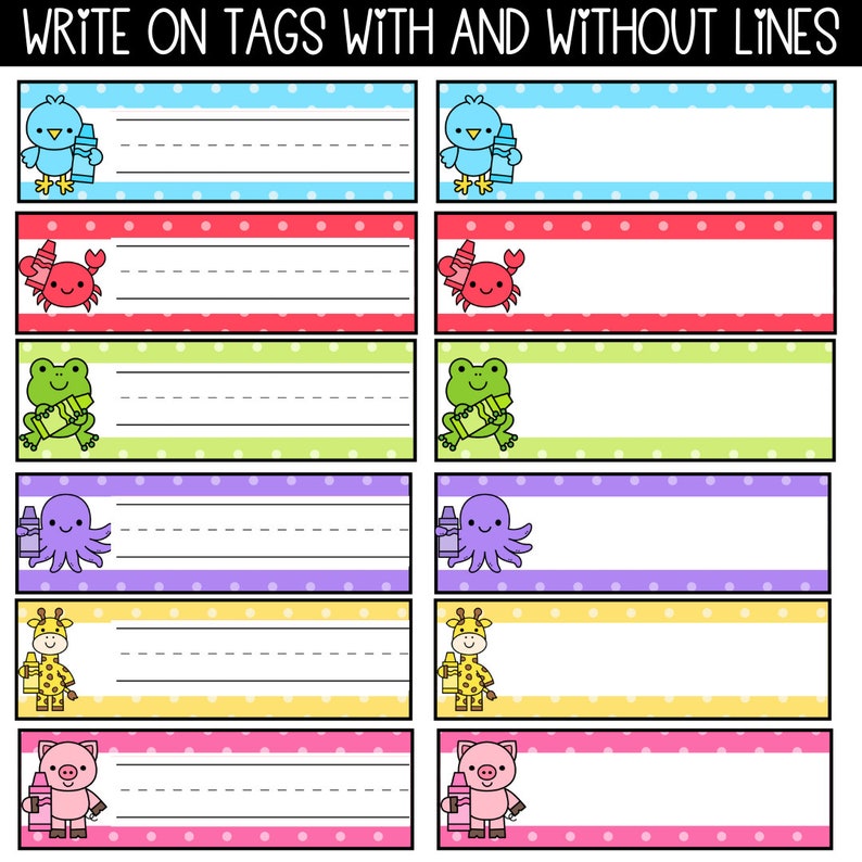 EDITABLE Name Tags Colorful With Polka Dots - Etsy