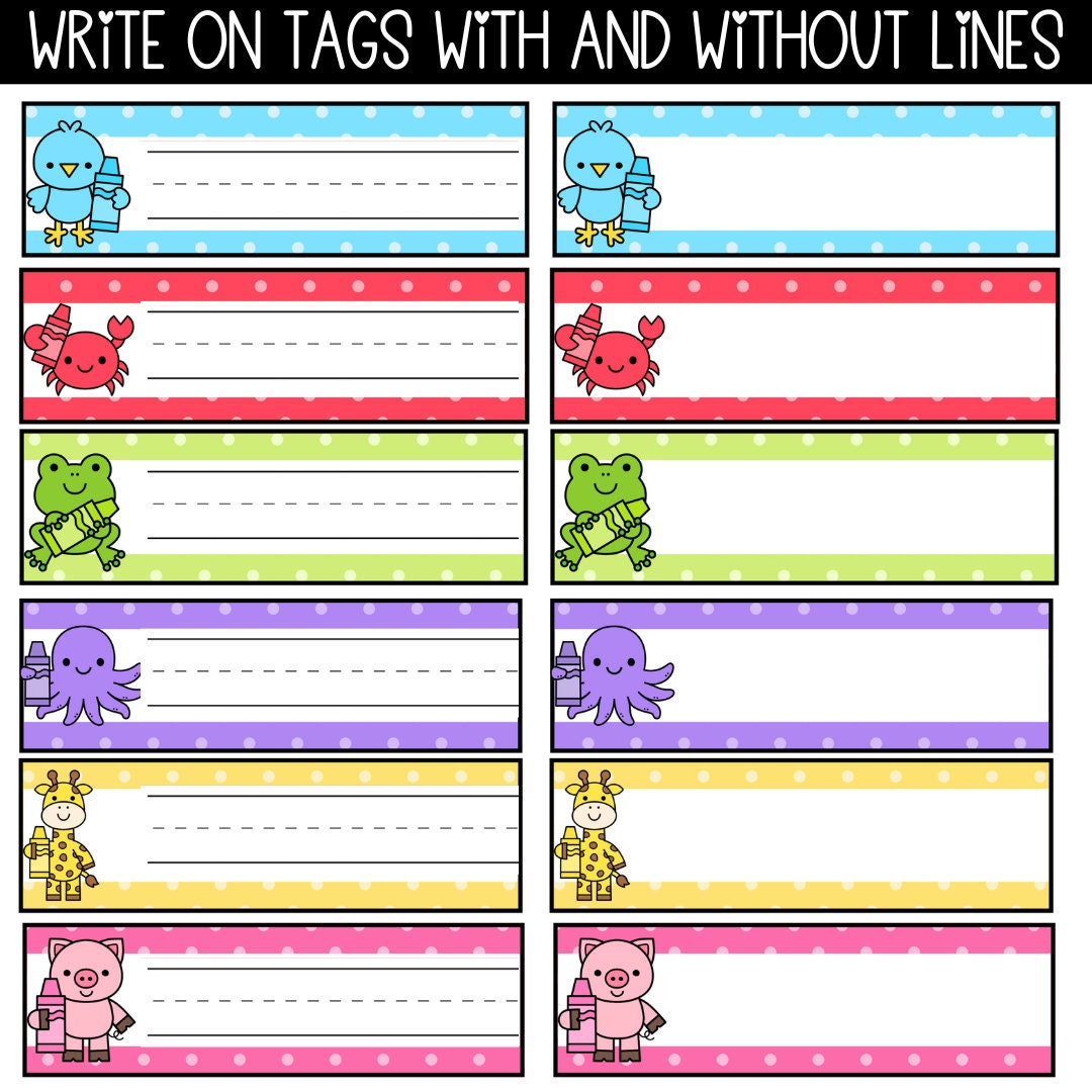 EDITABLE Name Tags Colorful With Polka Dots - Etsy