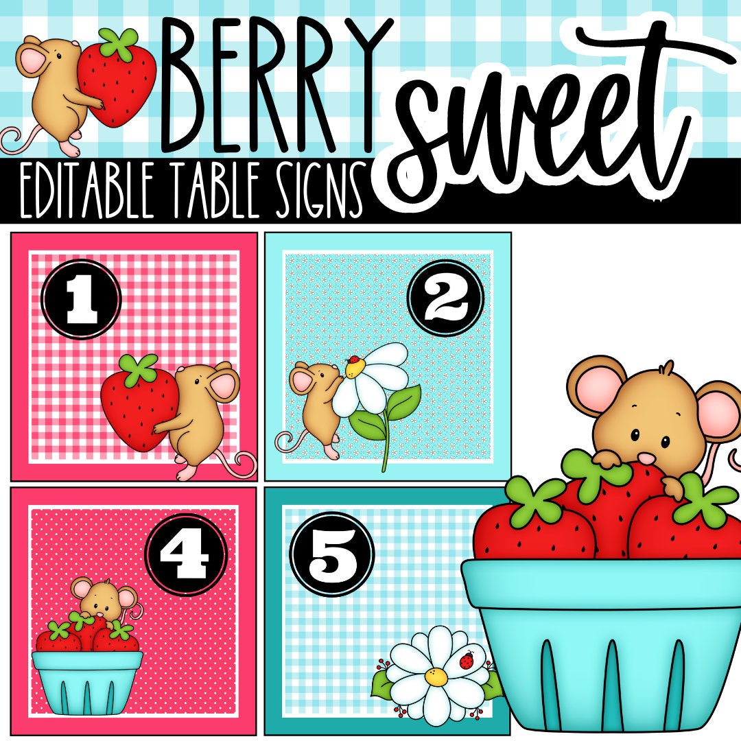 Berry Sweet Strawberry Classroom Decor Set ONE With EDITABLE Elements ...