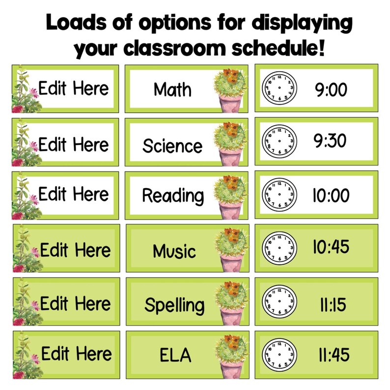 Watercolor Succulents Classroom Decor | Schedule Cards That Are ...