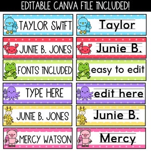 EDITABLE Name Tags Colorful With Polka Dots - Etsy