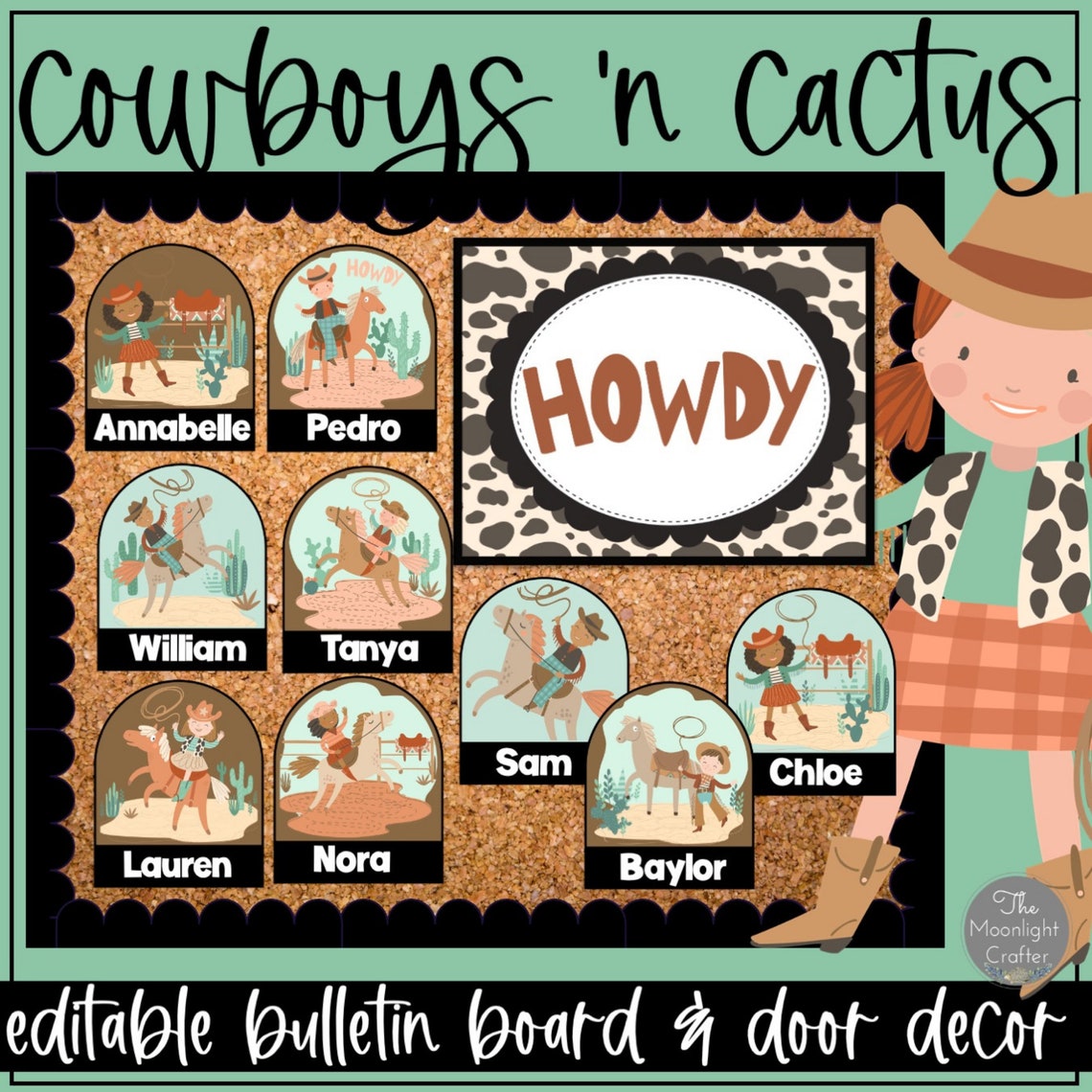 Cowboys and Cactus EDITABLE Bulletin Board and Classroom Door Decor - Etsy