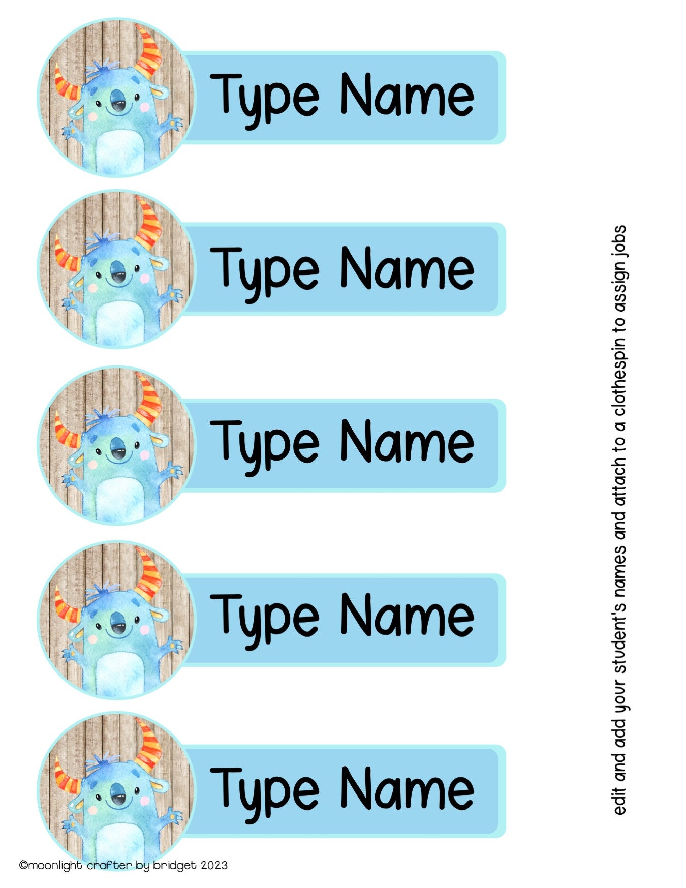 Monster Cuties Classroom Helpers/job Chart With EDITABLE Name Cards ...