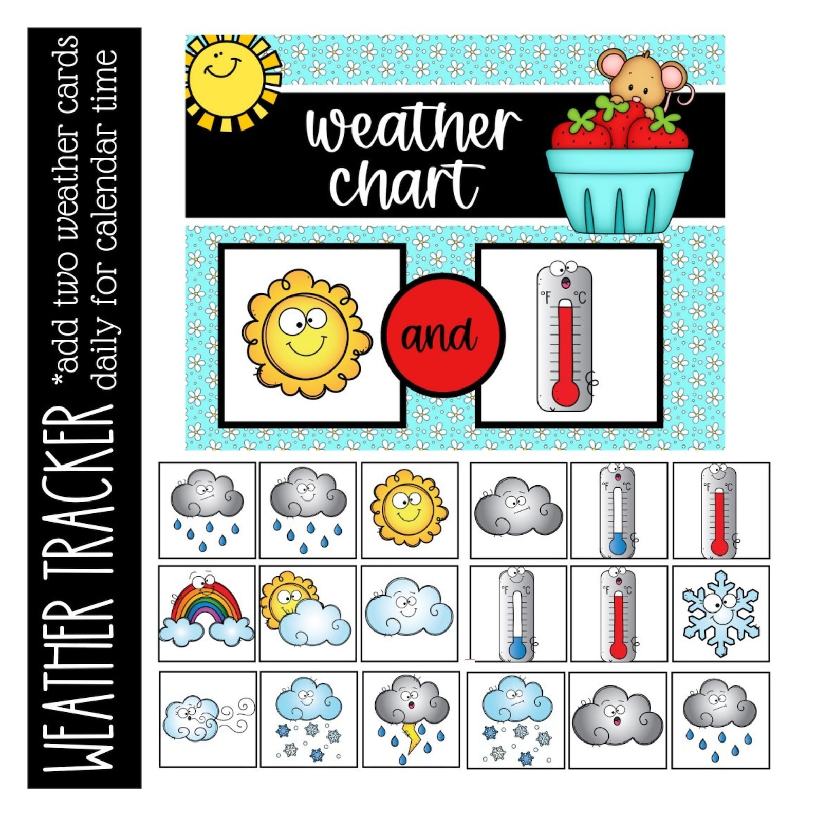 Berry Sweet Classroom Calendar With Weather Chart, Seasons Chart and ...