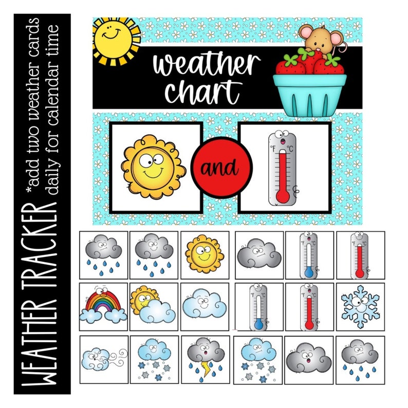 Berry Sweet Classroom Calendar With Weather Chart, Seasons Chart and ...