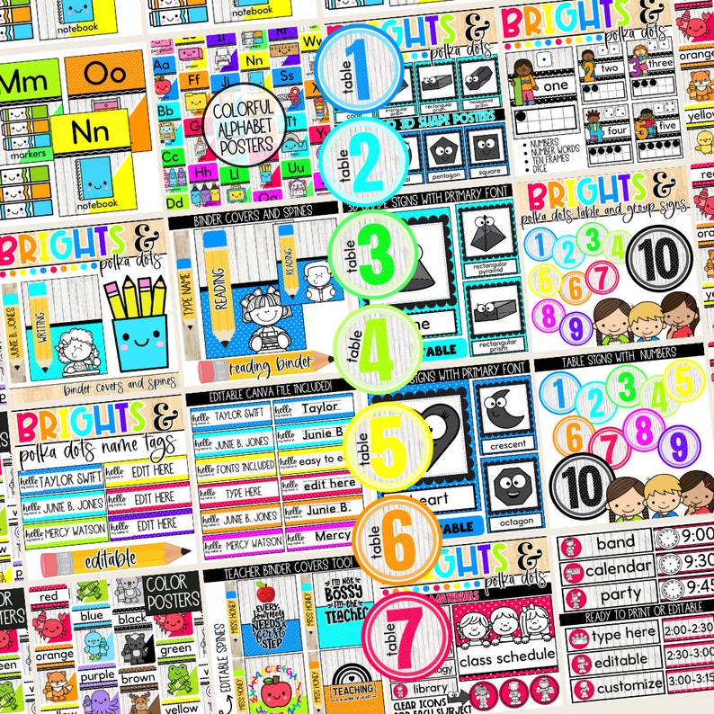 BRIGHT Polka Dot EDITABLE Classroom Decor BUNDLE: 450 Pages of ...