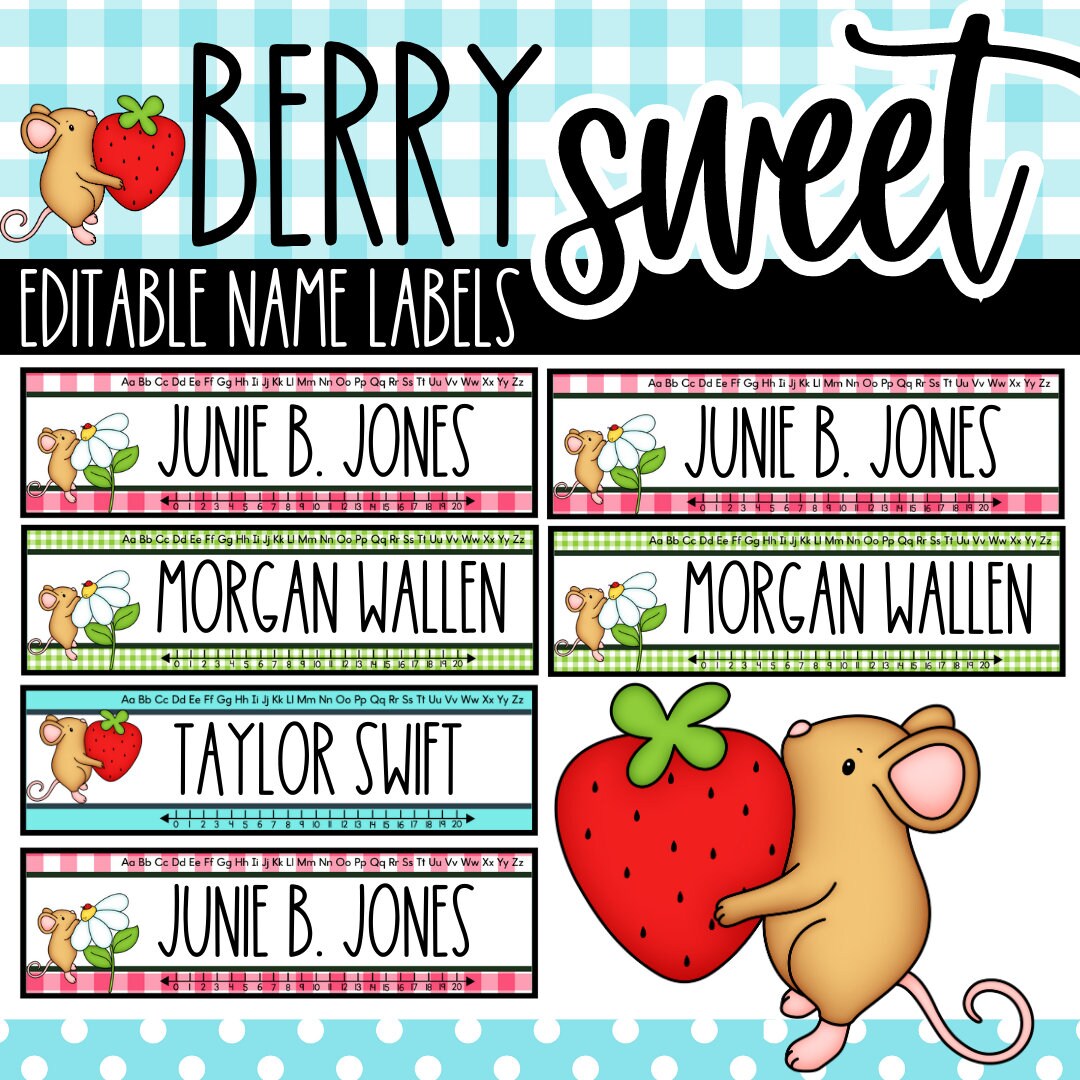 Berry Sweet Strawberry Classroom Decor Set ONE With EDITABLE Elements ...
