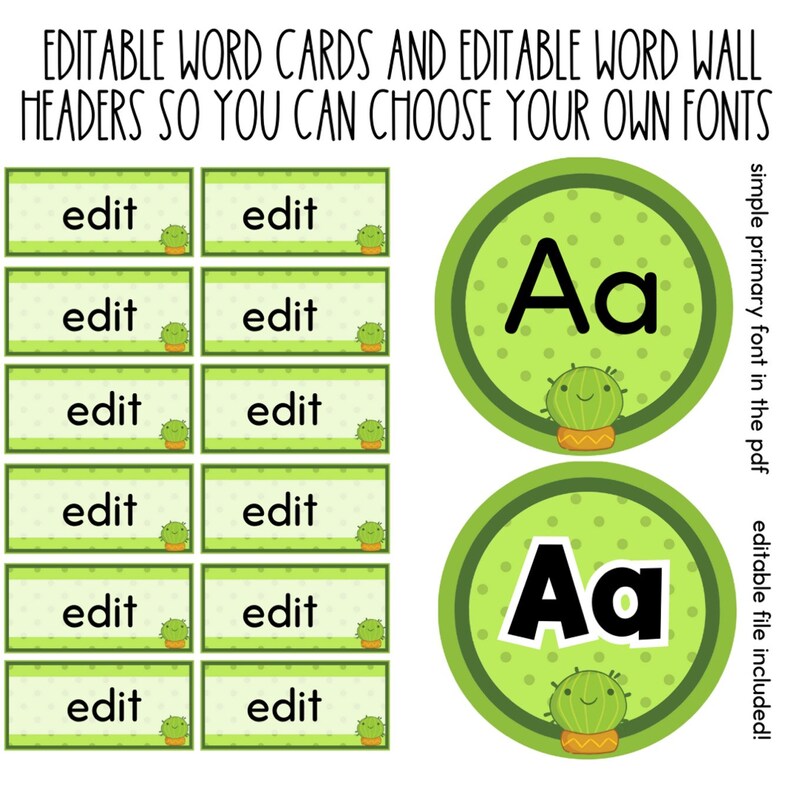 Cactus Cuties Word Wall Bulletin Board Set | EDITABLE and Ready to ...