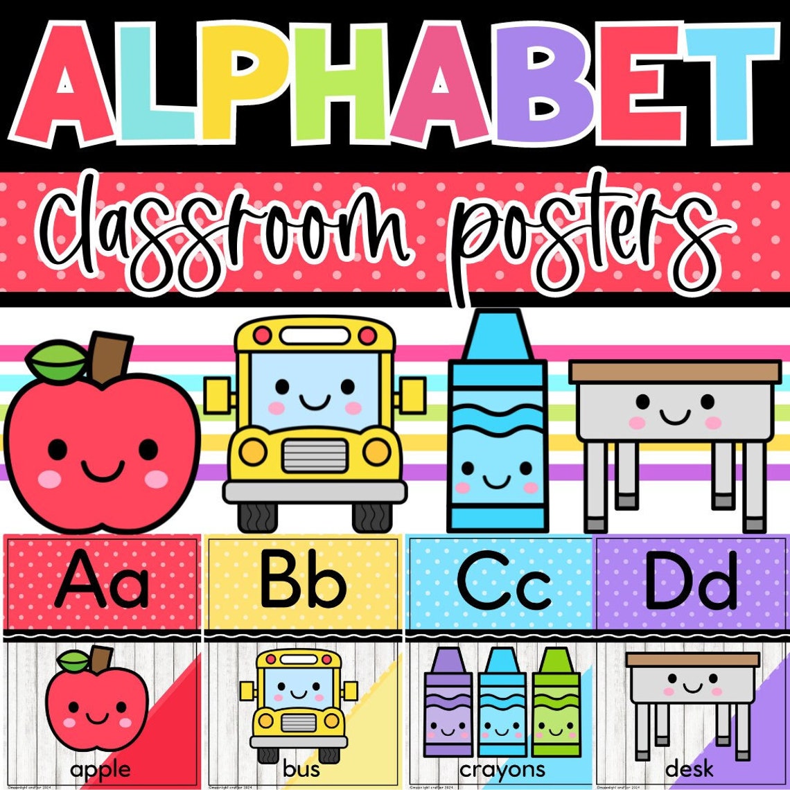 Cute Classroom Alphabet Posters-polka Dot Classroom Decor - Etsy
