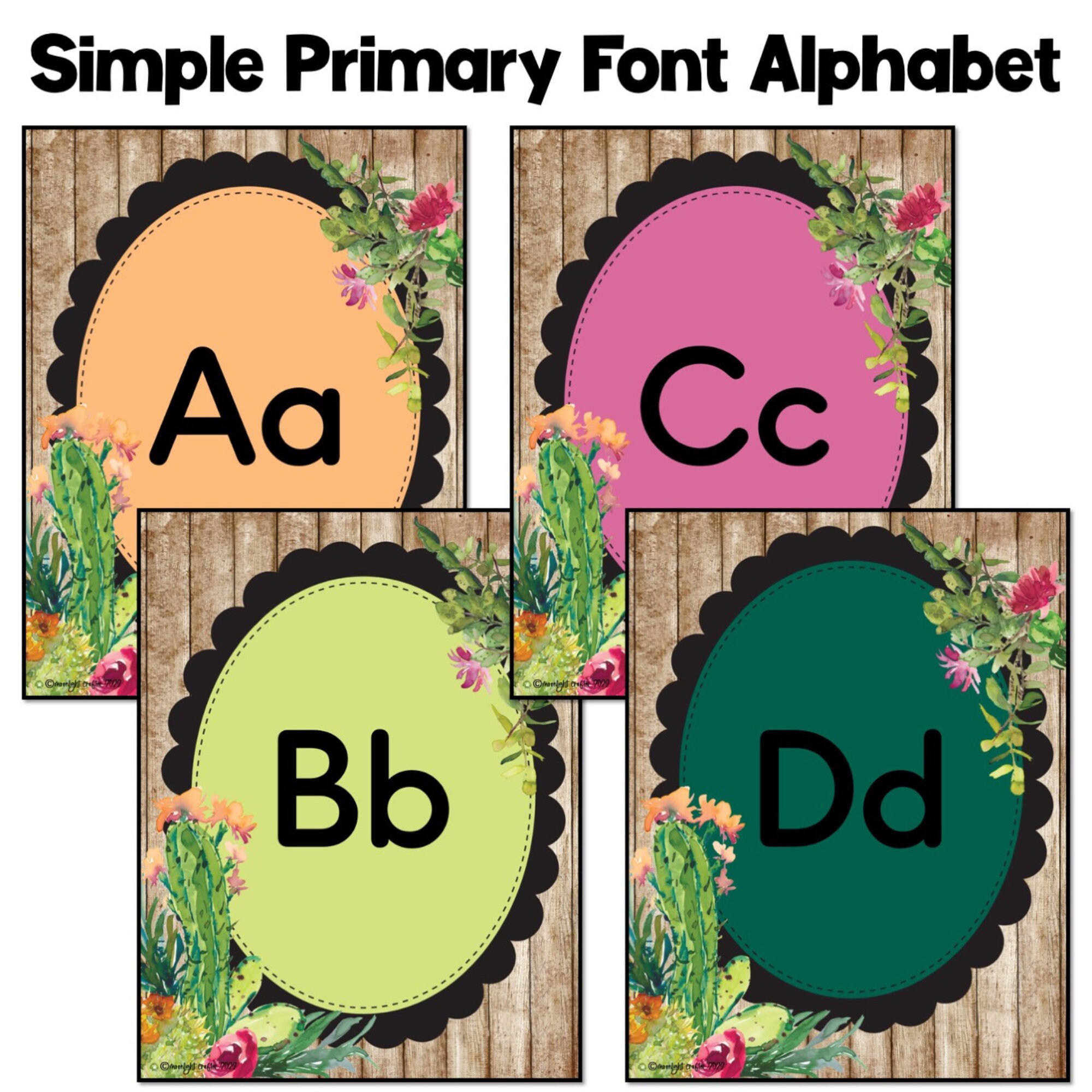 Watercolor Succulents Alphabet Posters | Ready to Print and EDITABLE - Etsy