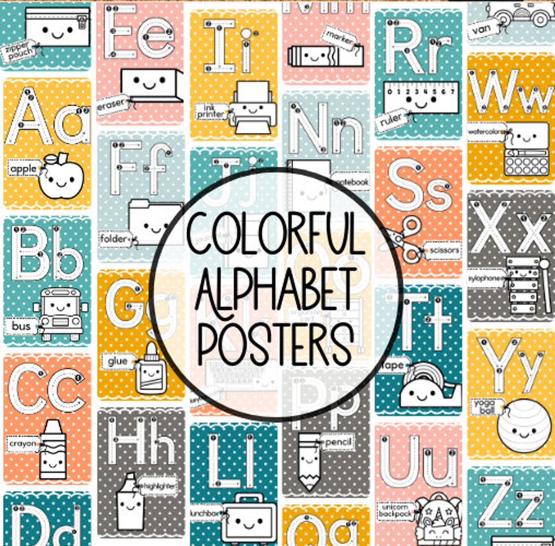 Alphabet Posters, Flashcards, Writing Guides | Boho Bee Modern ...