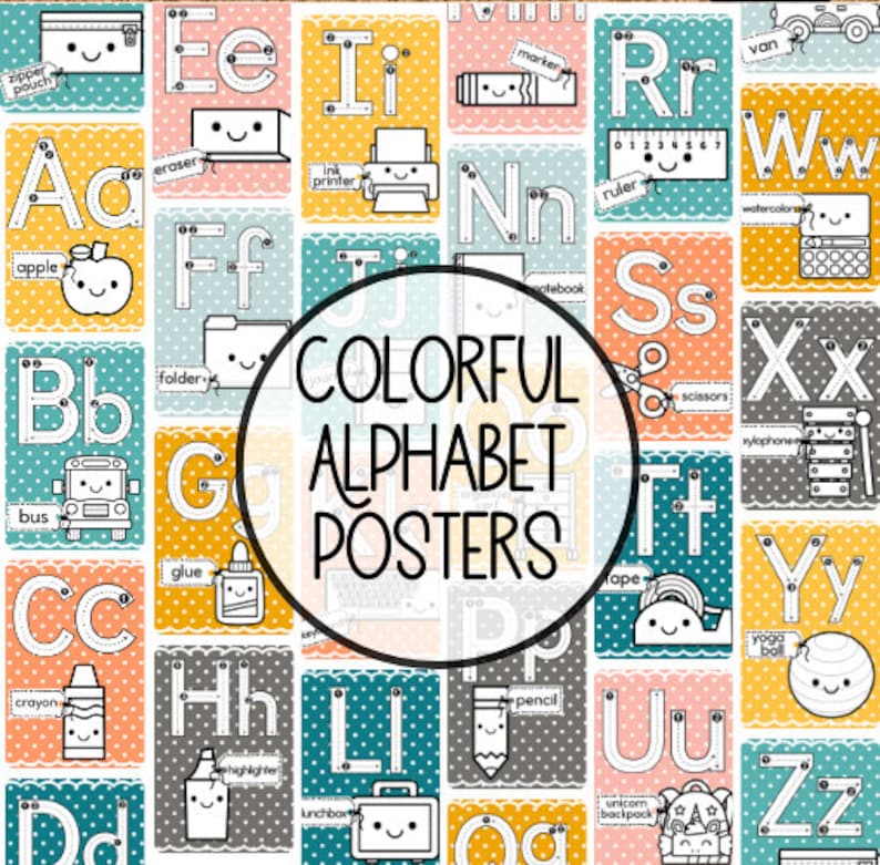 Alphabet Posters, Flashcards, Writing Guides | Boho Bee Modern ...