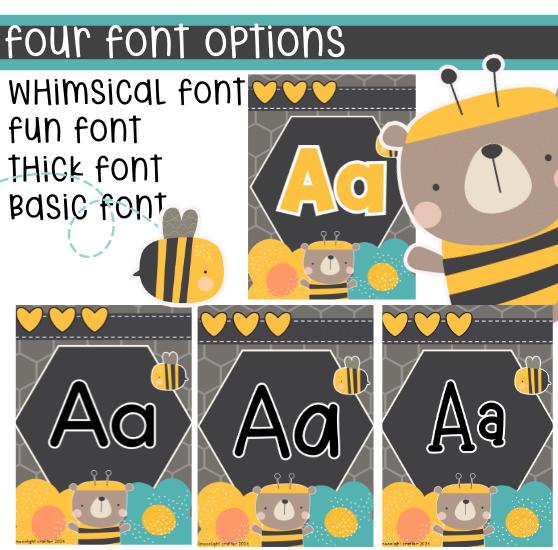 Classroom Alphabet Posters With FOUR Font Options and an EDITABLE CANVA ...