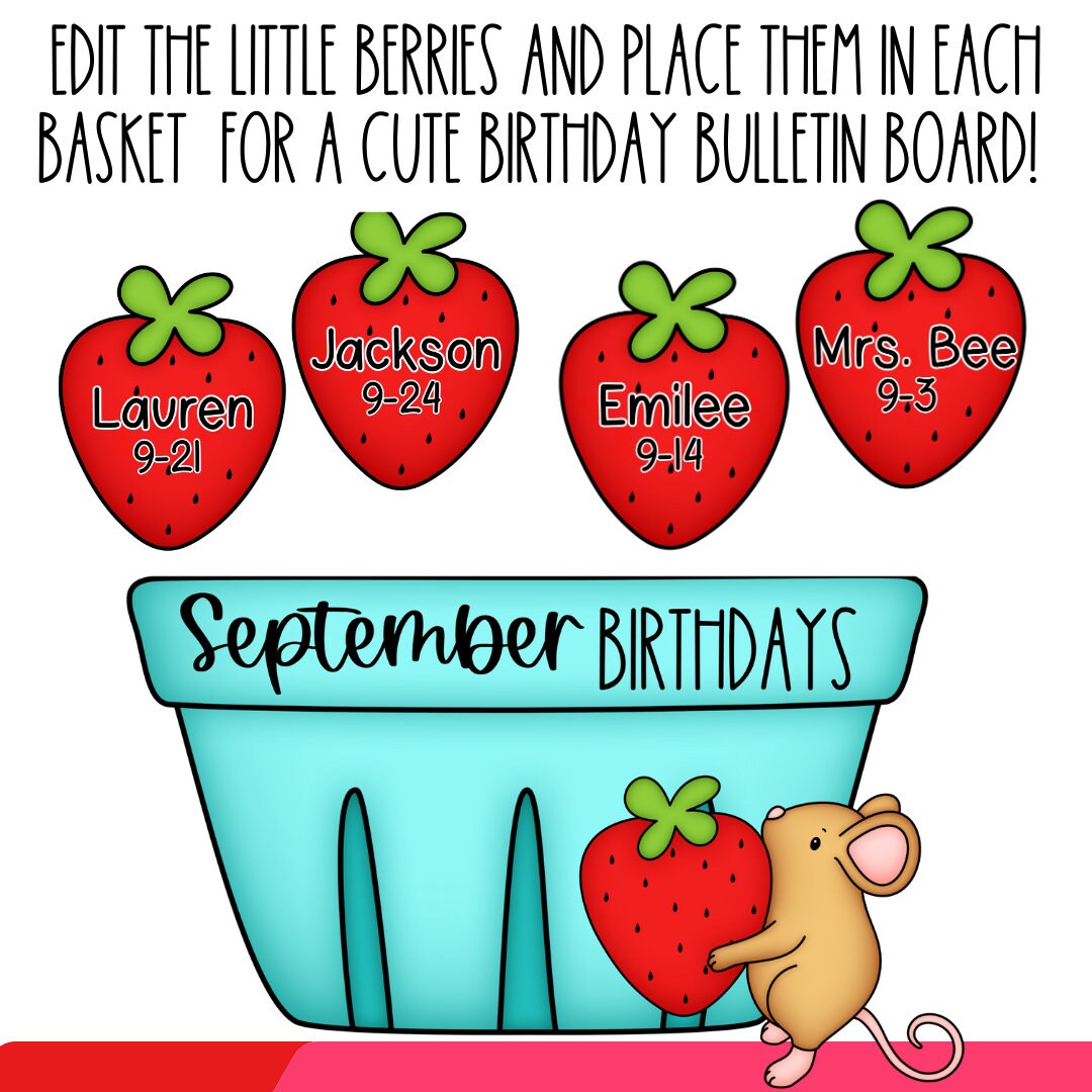Birthday Bulletin Board Berry Sweet Theme - Etsy