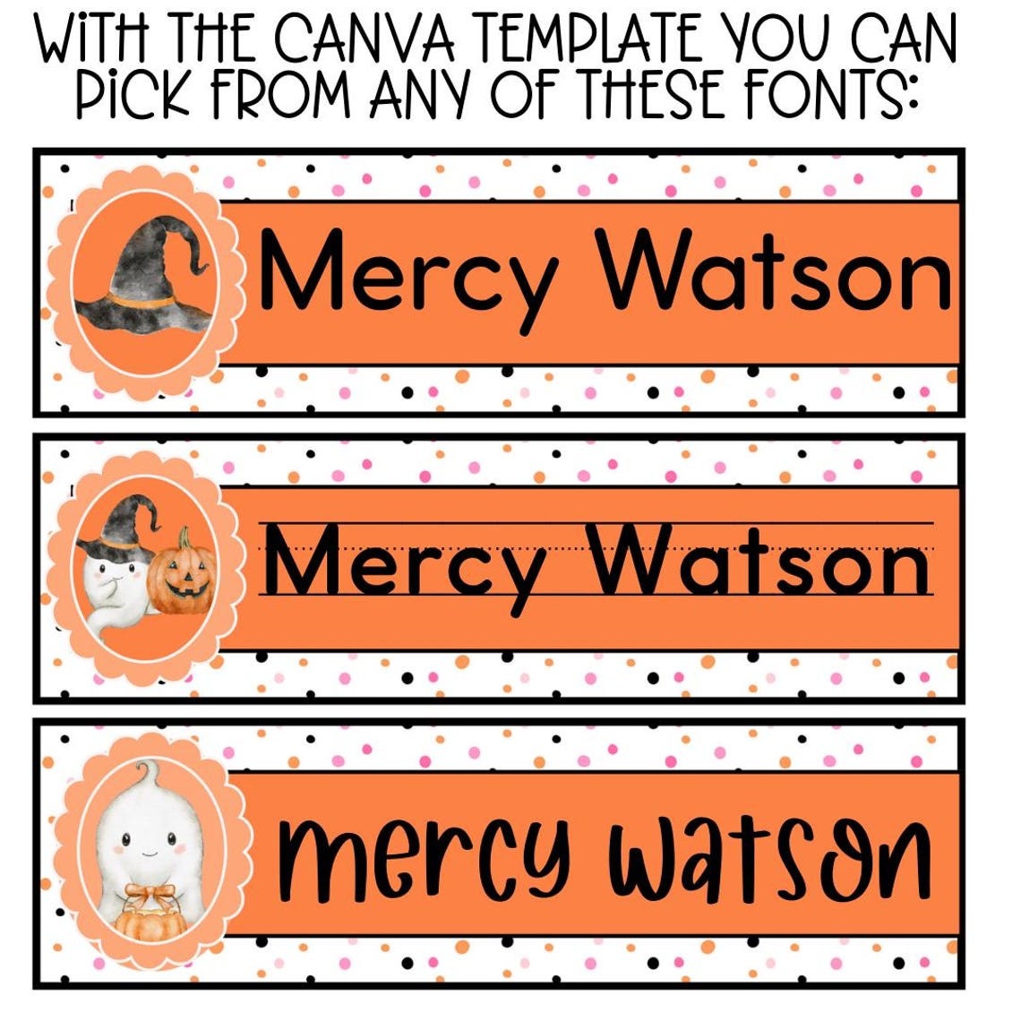 Editable Name Tags for School, Halloween Name Tags, Cubby Tags, Locker ...