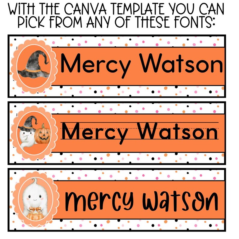 Editable Name Tags for School, Halloween Name Tags, Cubby Tags, Locker ...