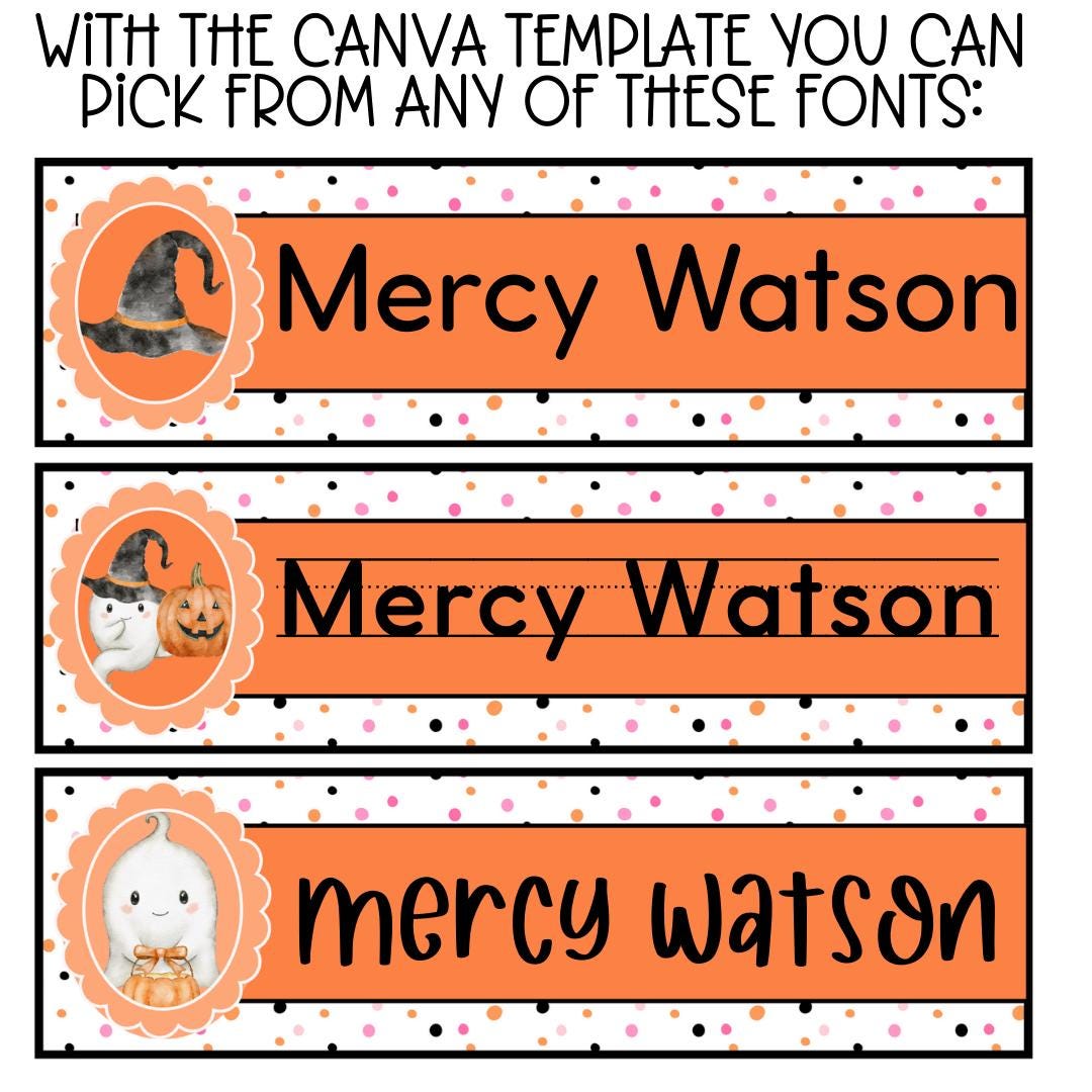 Editable Name Tags for School, Halloween Name Tags, Cubby Tags, Locker ...