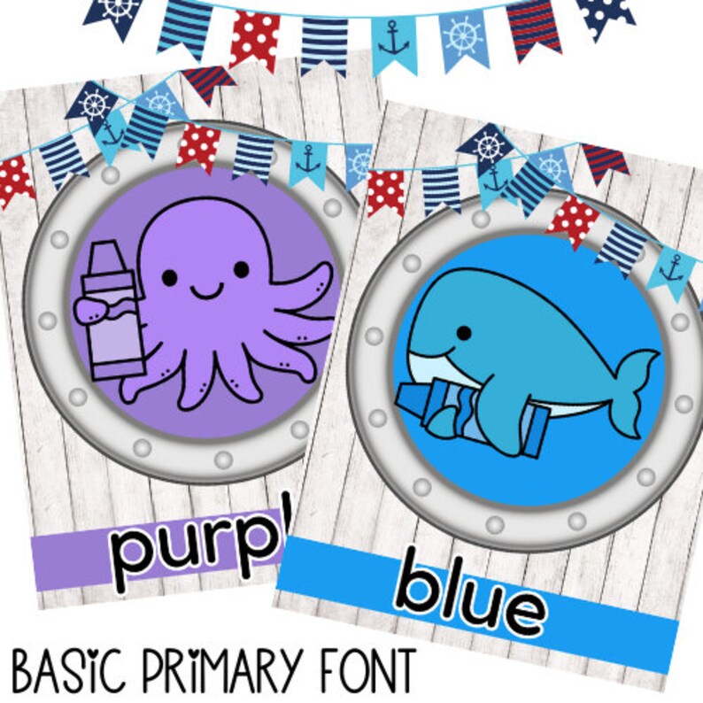 Seaside Nautical Color Posters - Etsy