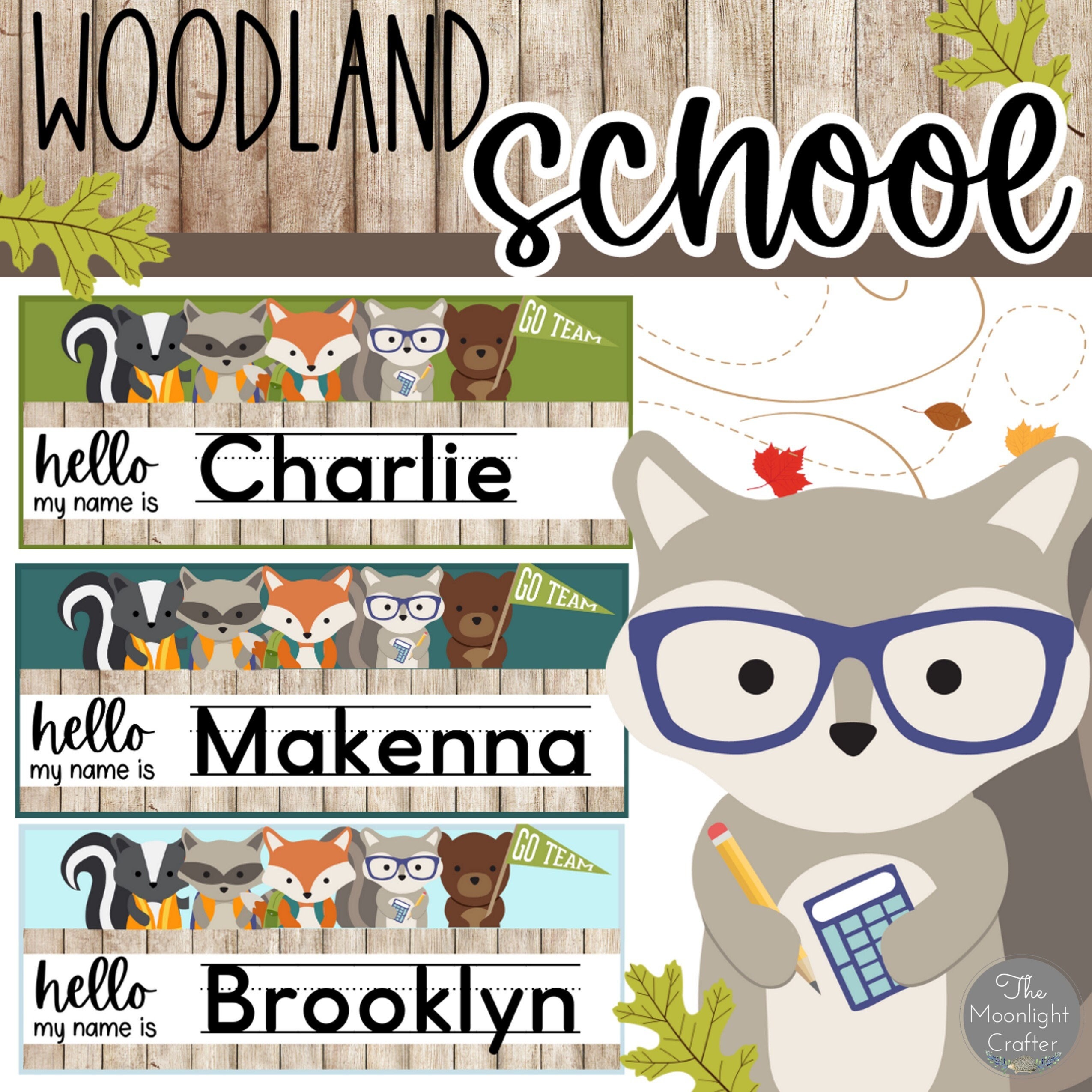Woodland School Name Labels/ Desk Plates EDITABLE - Etsy