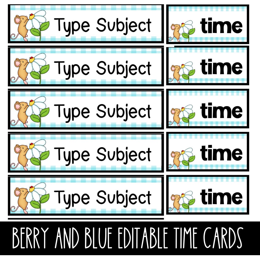 Editable Classroom Schedule Cards Berry Sweet Theme - Etsy