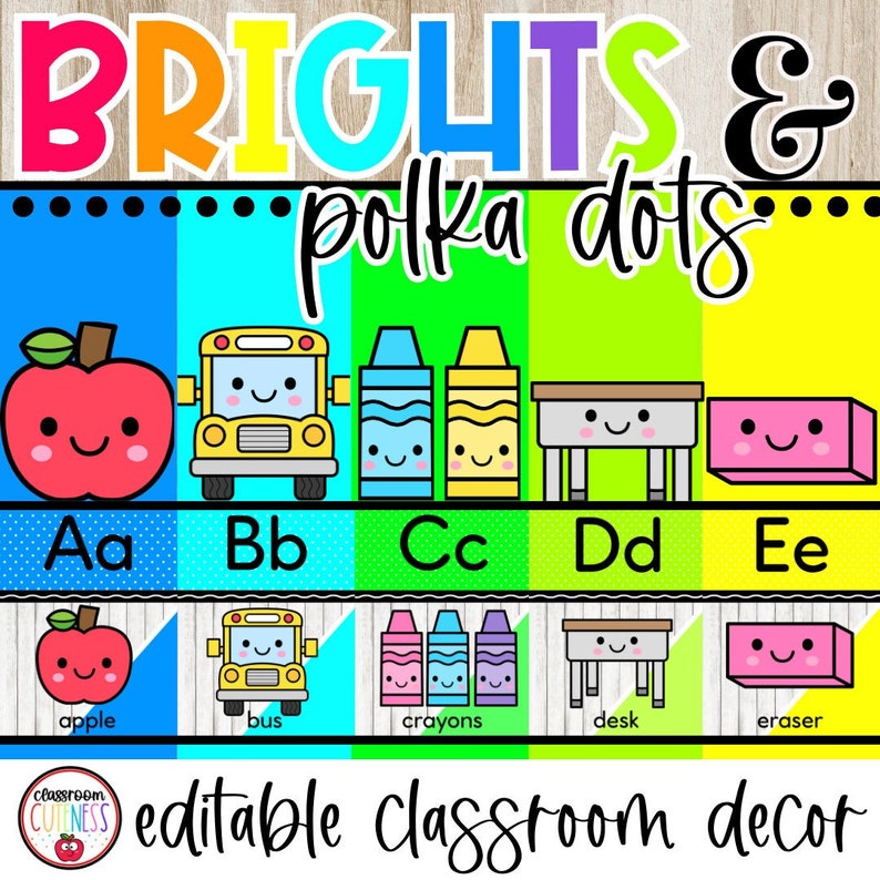 BRIGHT Polka Dot EDITABLE Classroom Decor BUNDLE: 450 Pages of ...