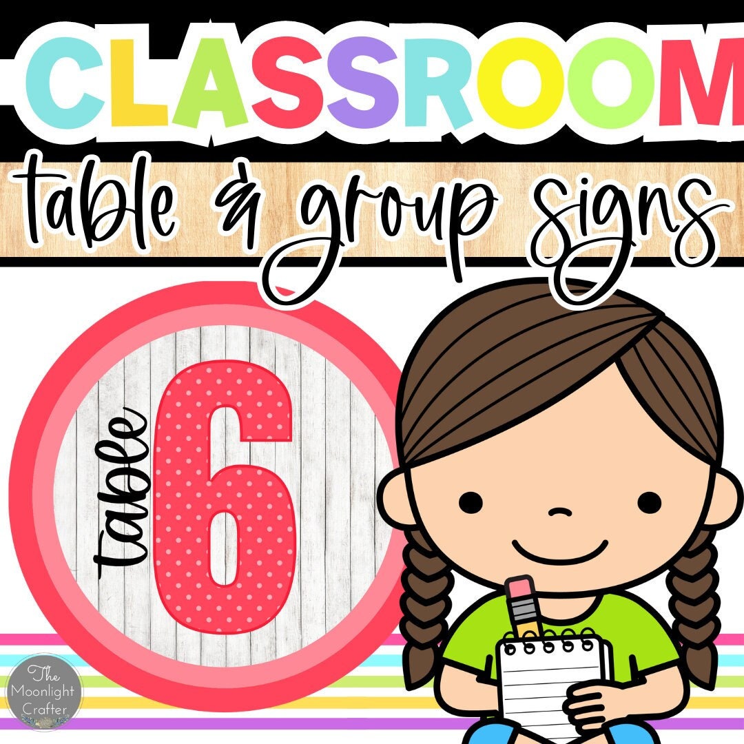 Cute Classroom Table and Group Signs for Classroom Management Polka Dot ...