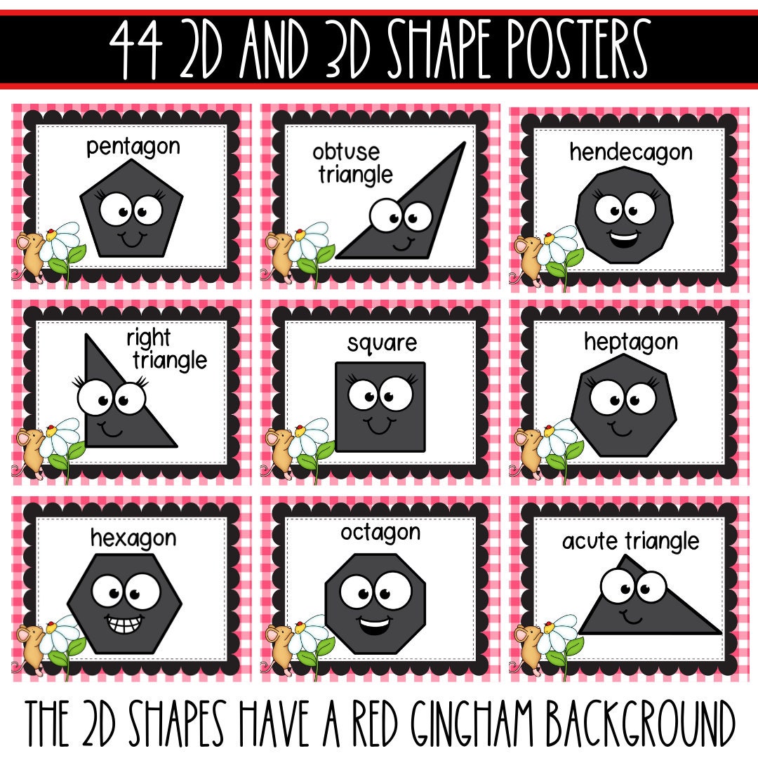 2D and 3D Shape Posters and Shape Mats | EDITABLE Berry Sweet Theme - Etsy