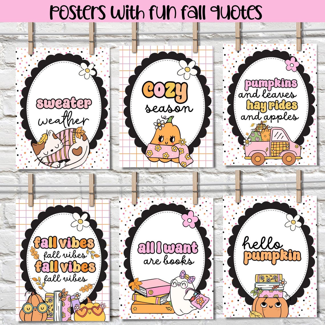 Cute Halloween Posters EDITABLE in CANVA | Cute October Bulletin Board ...