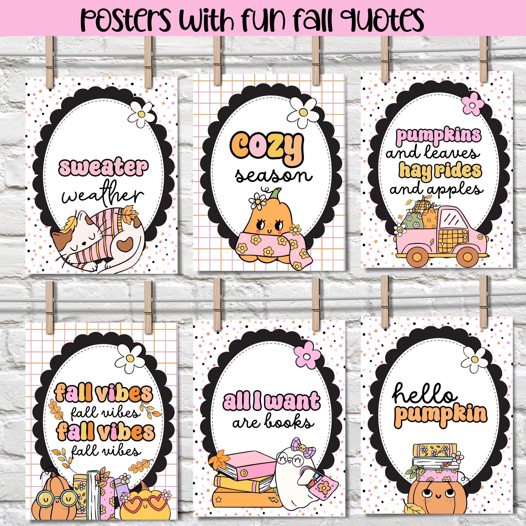 Cute Halloween Posters EDITABLE in CANVA | Cute October Bulletin Board ...