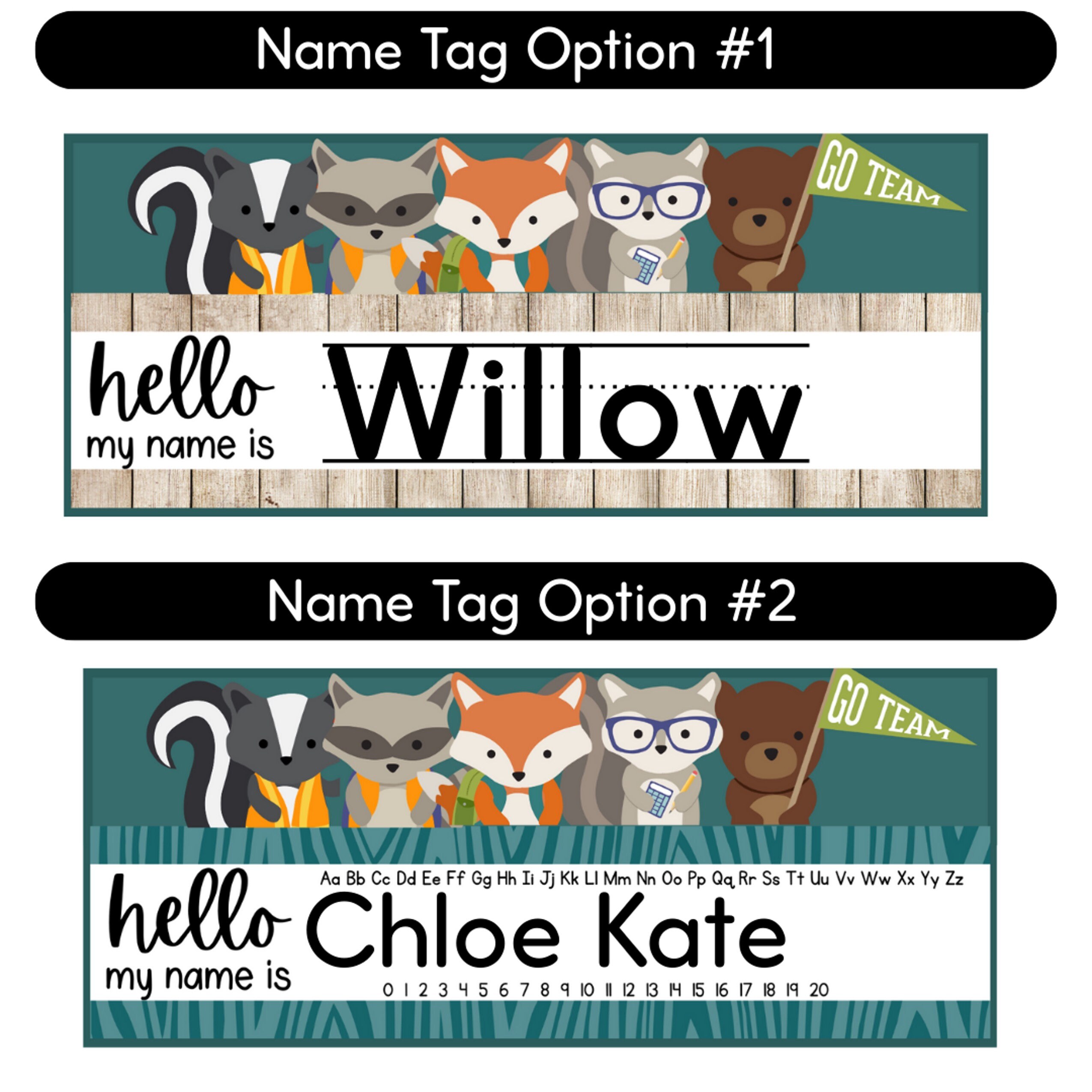 Woodland School Name Labels/ Desk Plates EDITABLE - Etsy