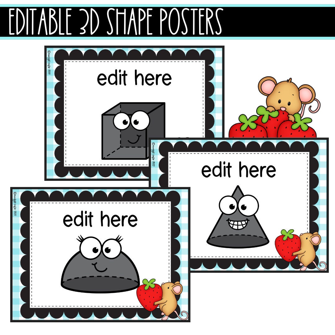 2D and 3D Shape Posters and Shape Mats | EDITABLE Berry Sweet Theme - Etsy