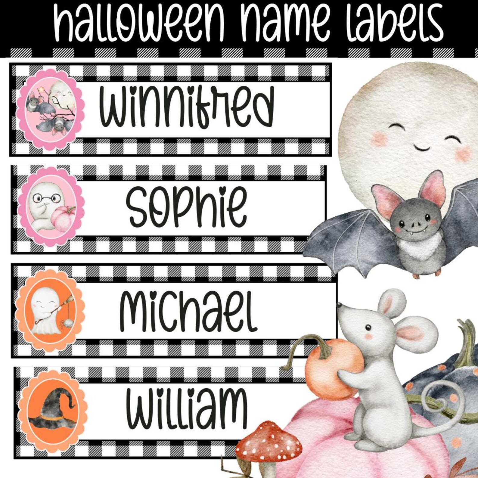 Editable Name Tags for School, Halloween Name Tags, Cubby Tags, Locker ...