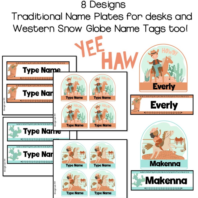 Cowboys and Cactus Western Themed Classroom Name Labels/desk Plates - Etsy
