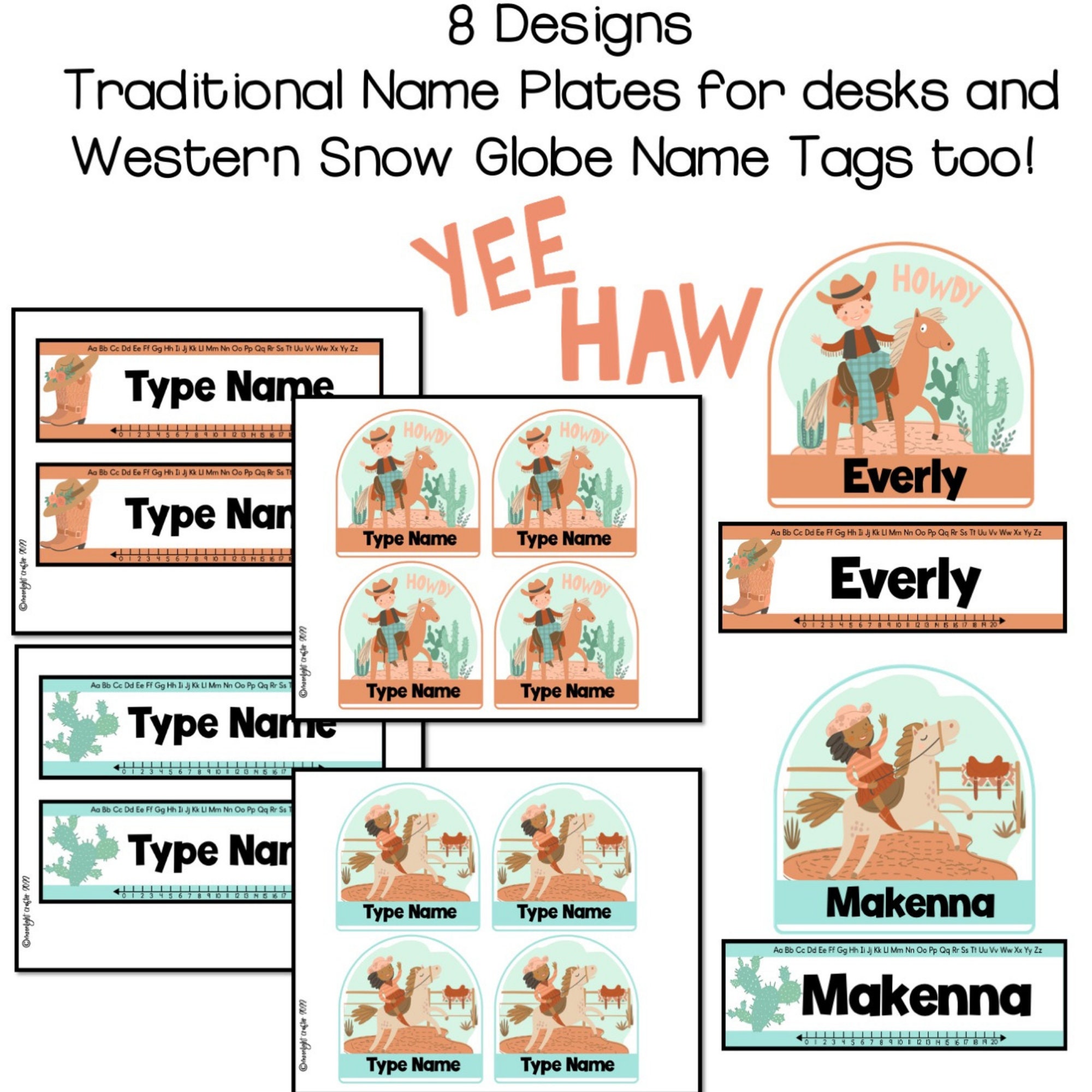 Cowboys and Cactus Western Themed Classroom Name Labels/desk Plates - Etsy