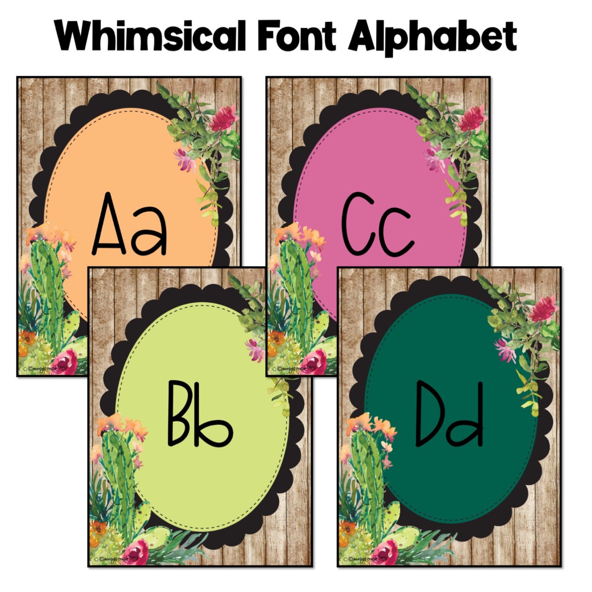 Watercolor Succulents Alphabet Posters | Ready to Print and EDITABLE - Etsy